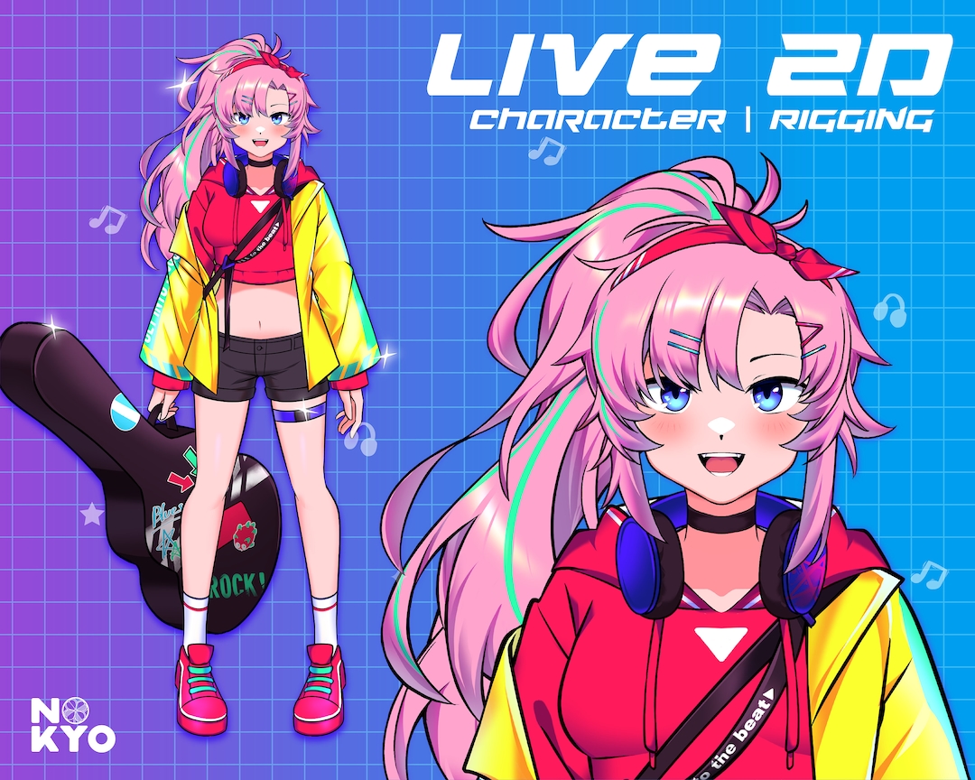 Modèle VTUBER LIVE2D PERSONNALISÉ Commission Vtuber modèle 2D en direct prêt à gréer gréement ...