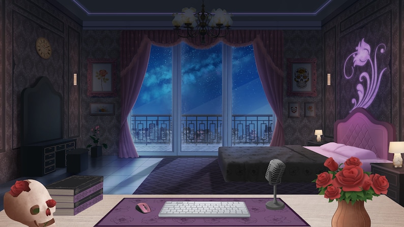 Goth Vampire Vtuber Room Background With Assets (digital Download) - Etsy
