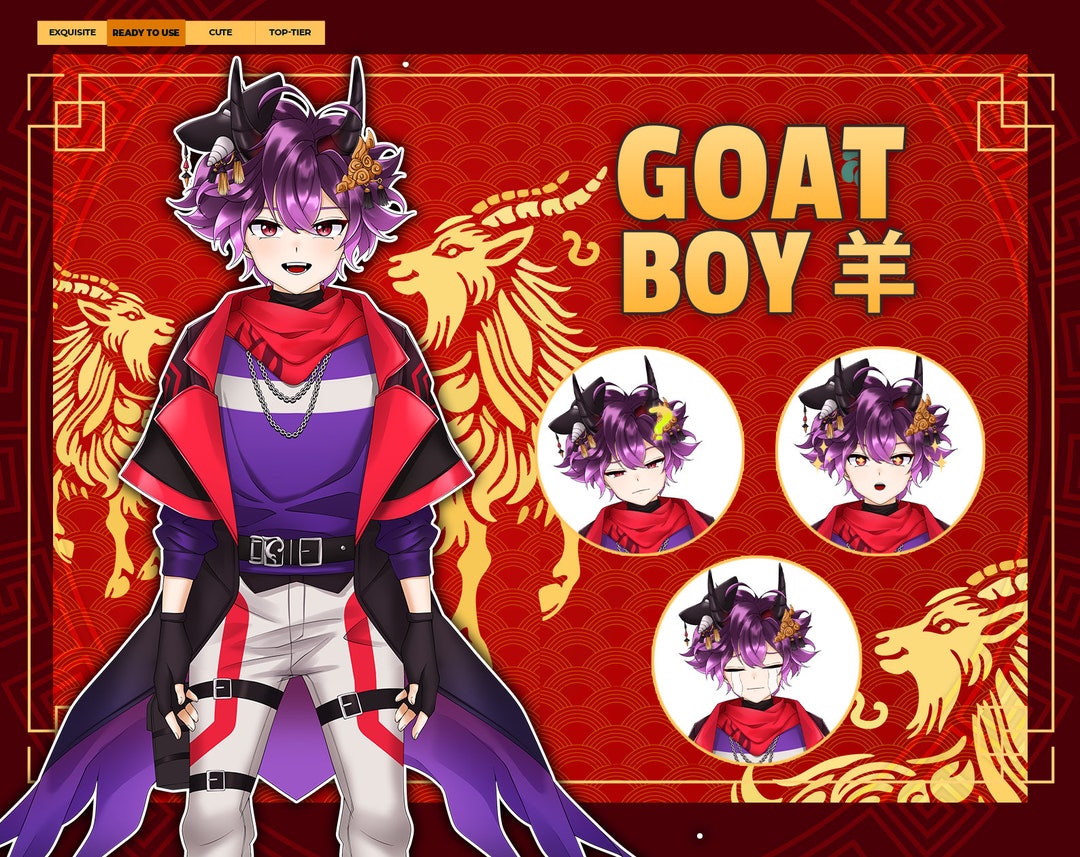 Live2d Vtuber Model for Commercial Use Goat Boy Vtuber 羊 Lóng Ready to ...