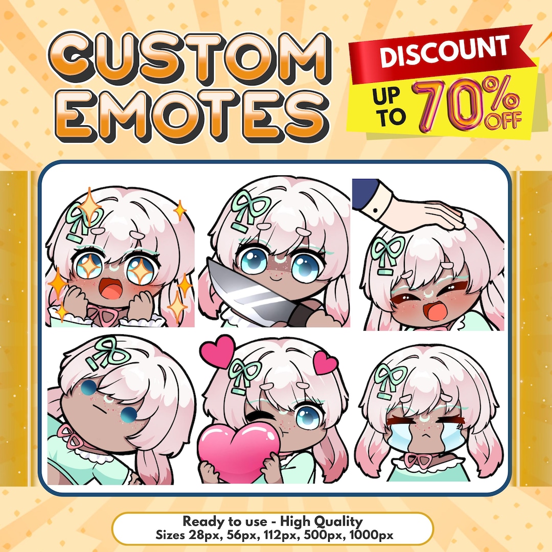 Custom Twitch Emotes, Vtuber Emotes, Kick Emotes, Animated Emotes, Sub ...