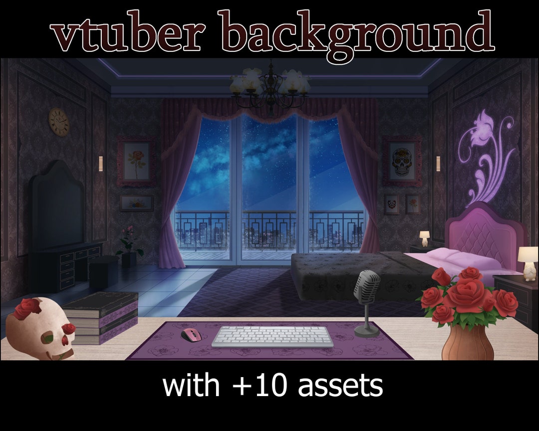 Vtuber Background | Twitch Overlay | Goth Vampire Aesthetic Room ...