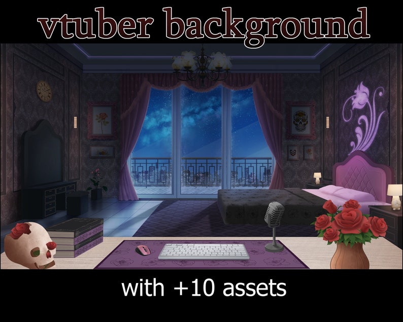 Goth Vampire Vtuber Room Background With Assets (digital Download) - Etsy