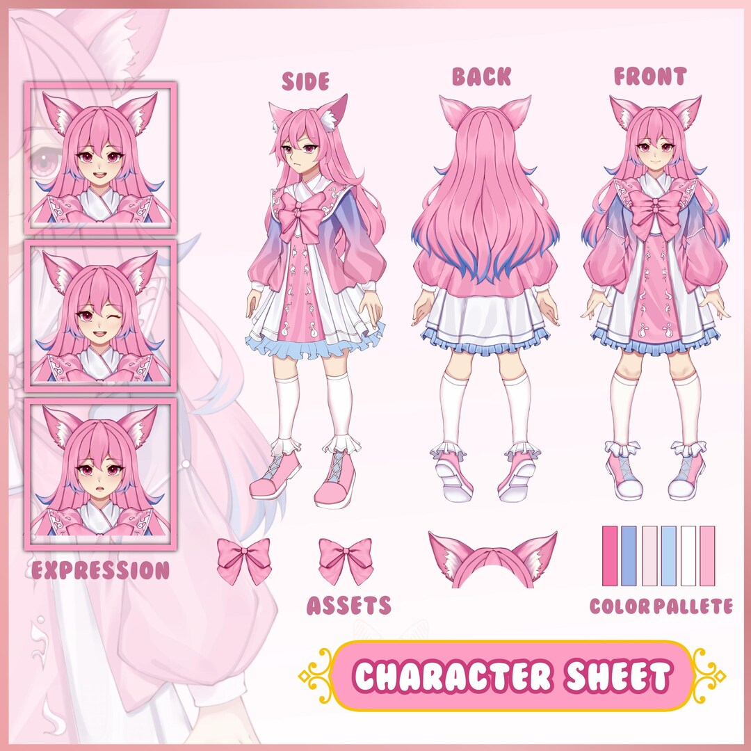 Custom Character Reference Sheet for Your Avatar Vtuber Reference Sheet Custom Reference Sheet ...