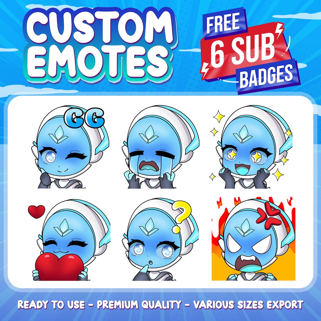 Custom Twitch Emotes for Your Stream, Kick Emote, Vtuber Cute Chibi ...