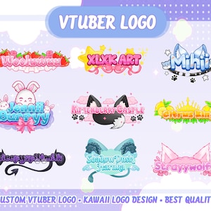 Custom Cute Vtuber Logo Text or Animated | Cute Logo | Logo for Stream ...
