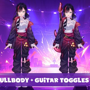 Vtuber Premade Adopt Live 2D Vtuber Model Full Body Character Guitarist Female Character Live2d ...