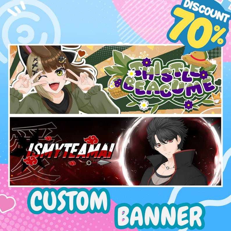 Custom Banner | Custom Chibi Cute Banner | Header | Twitch Banner ...