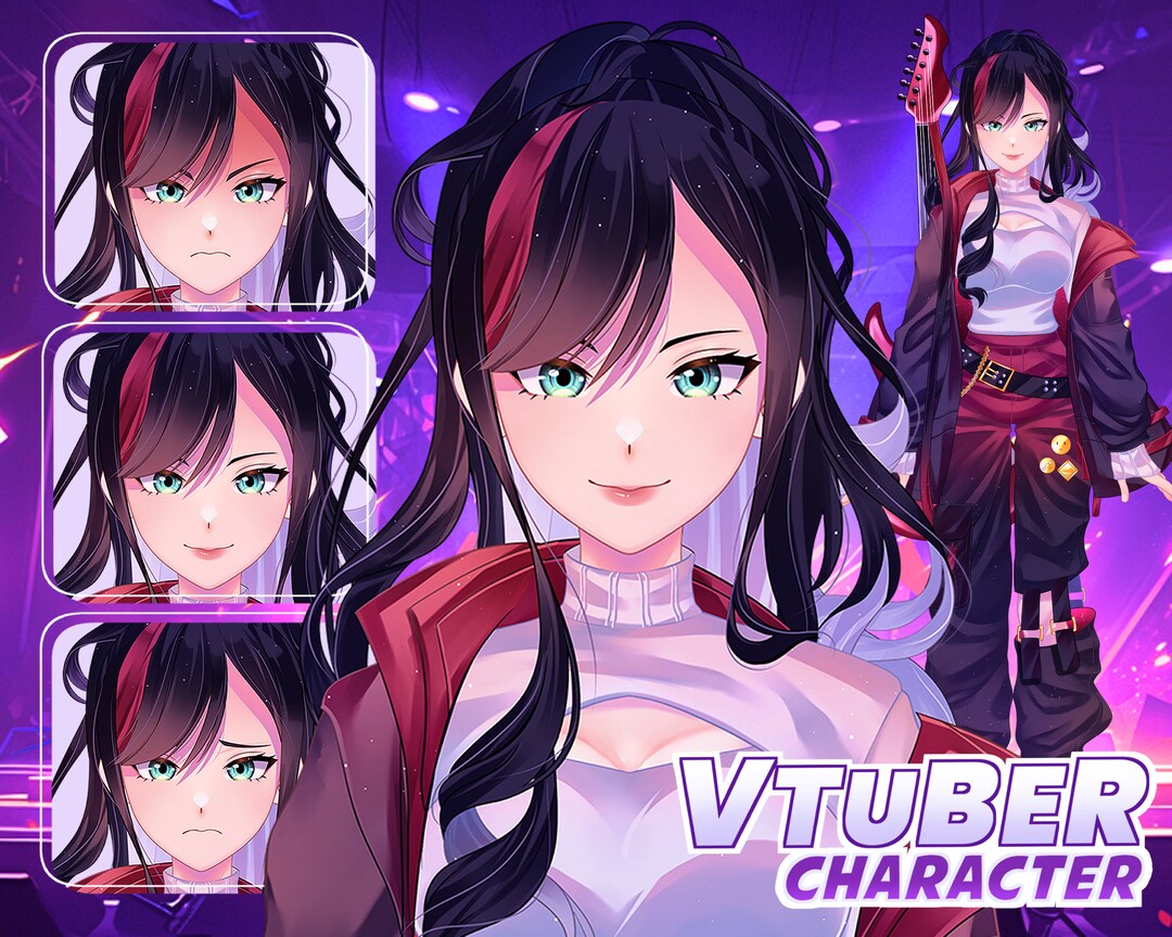 Vtuber Premade Adopt Live 2D Vtuber Model Full Body Character Guitarist Female Character Live2d ...