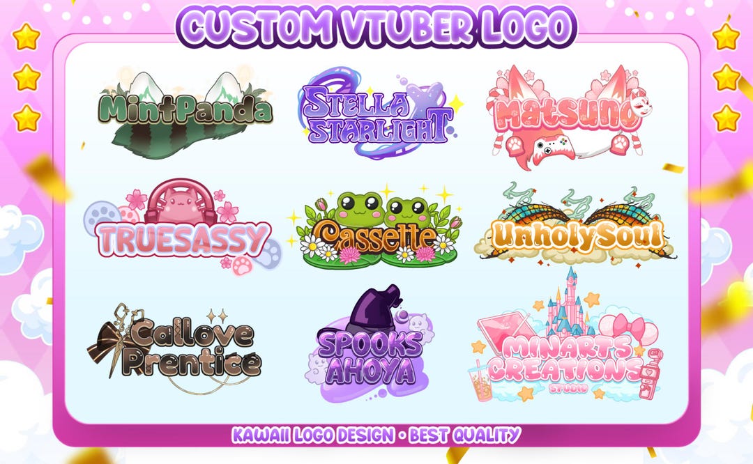 Custom Cute Vtuber Logo Text or Animated | Vtuber Kawaii | Logo for ...
