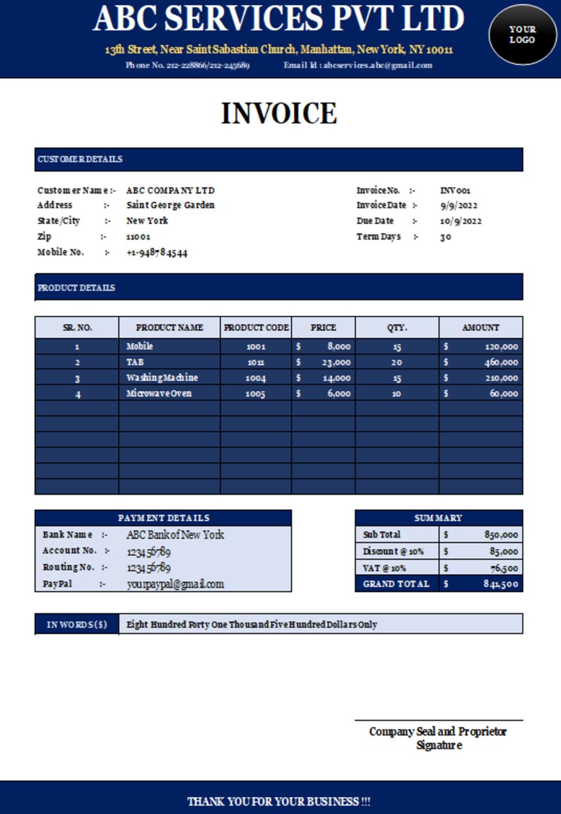 Invoice Tracker/ Editable Invoice Excel Sheet/invoice Template - Etsy