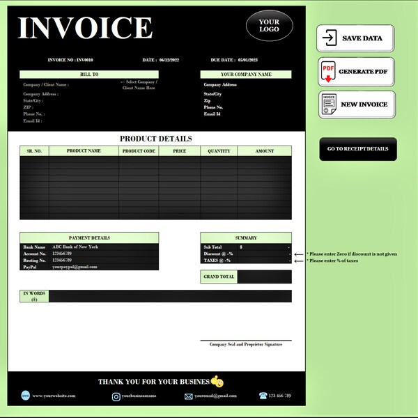 Invoice Generator - Etsy