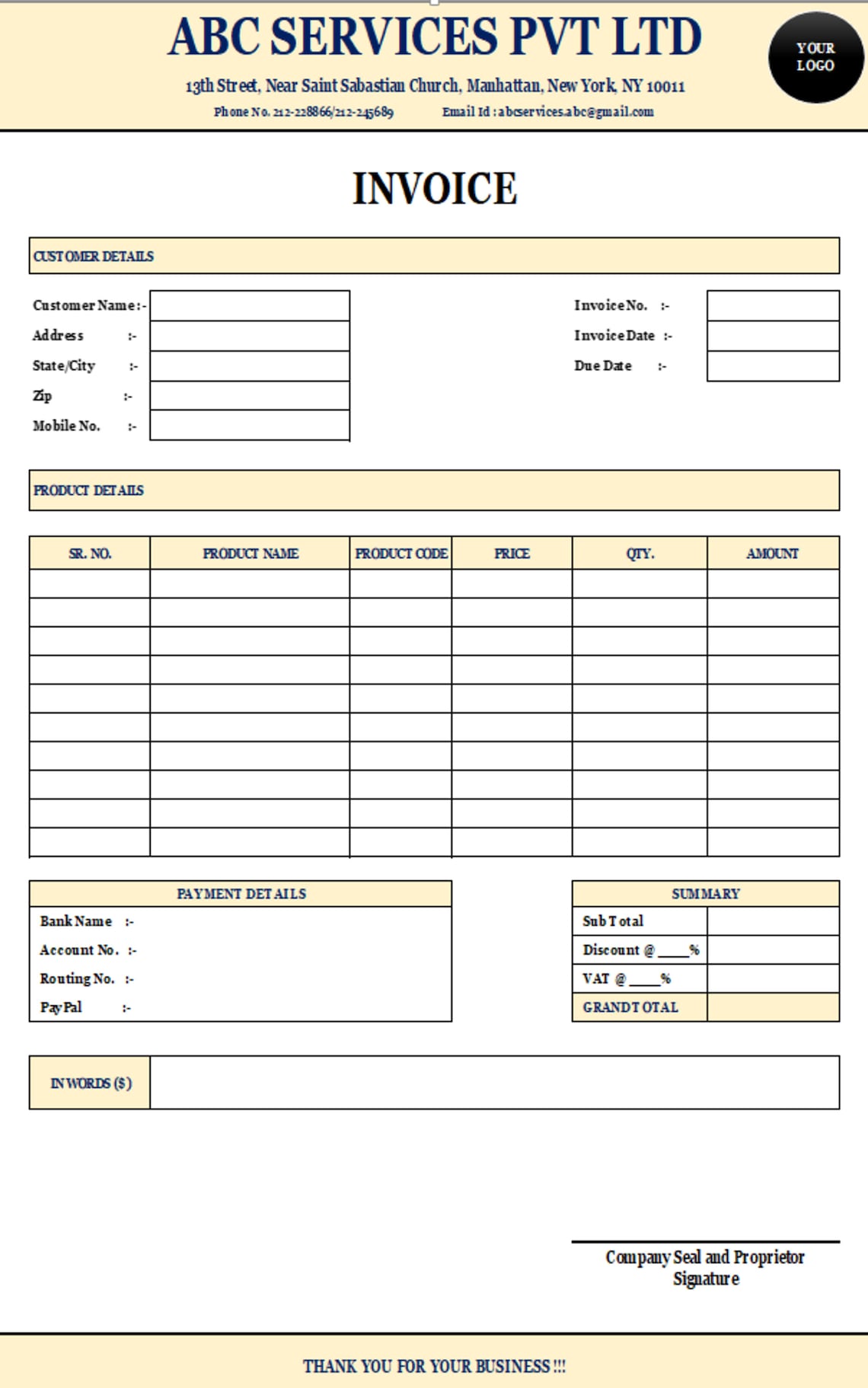 Plantilla de factura / Plantilla de factura editable en - Etsy México