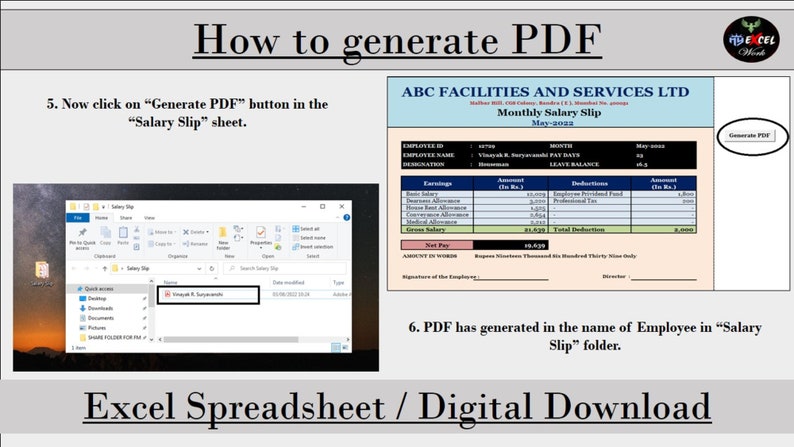 Salary Slip / Payslip / Automated Salary Slip / Automated Excel ...