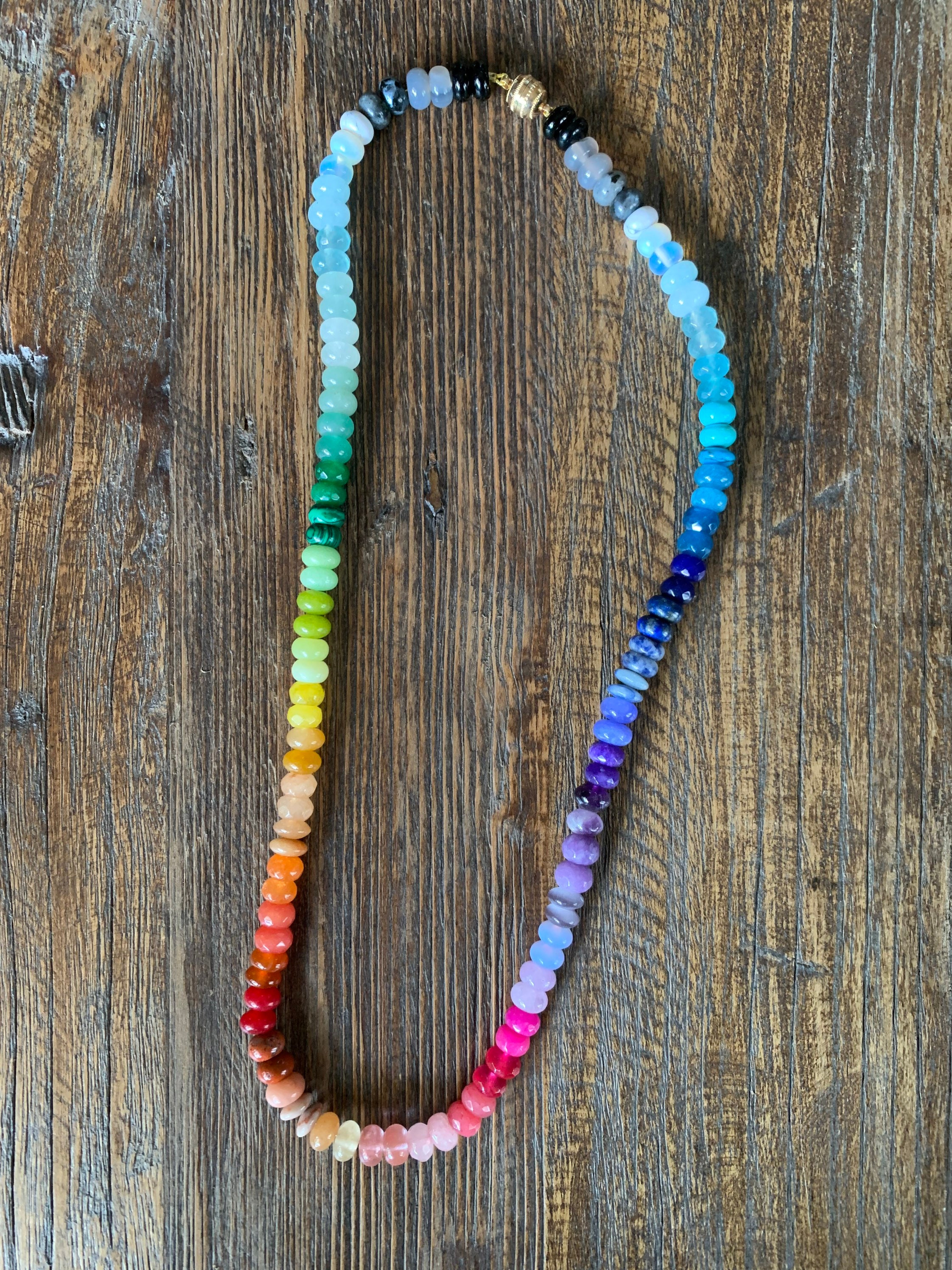 Sugar Candy Necklace - Rainbow of Candy Colored Gemstones Hand-stranded ...