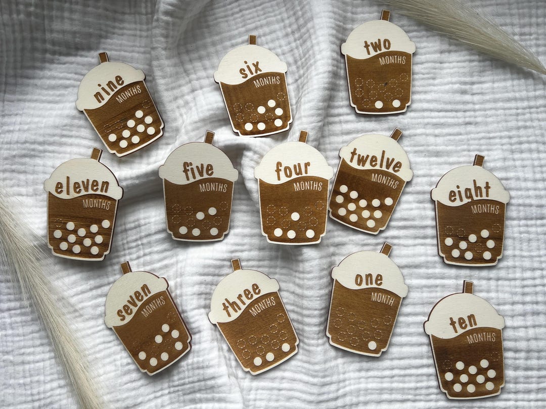 Bubble Tea Baby Milestone Markers: Wooden Boba Design - Etsy
