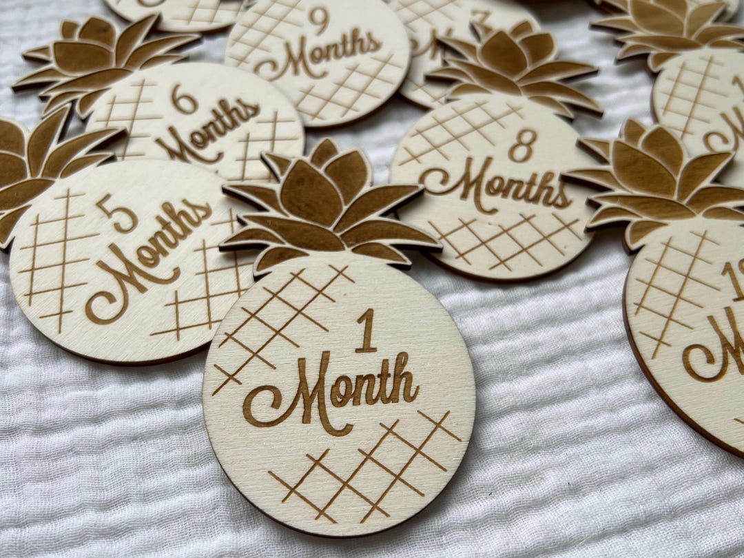 Pineapple Wooden Baby Monthly Milestone Markers & Discs for Newborn ...