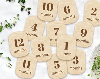 Simple Circle Minimalist Font Wooden Baby Monthly Milestone Markers ...