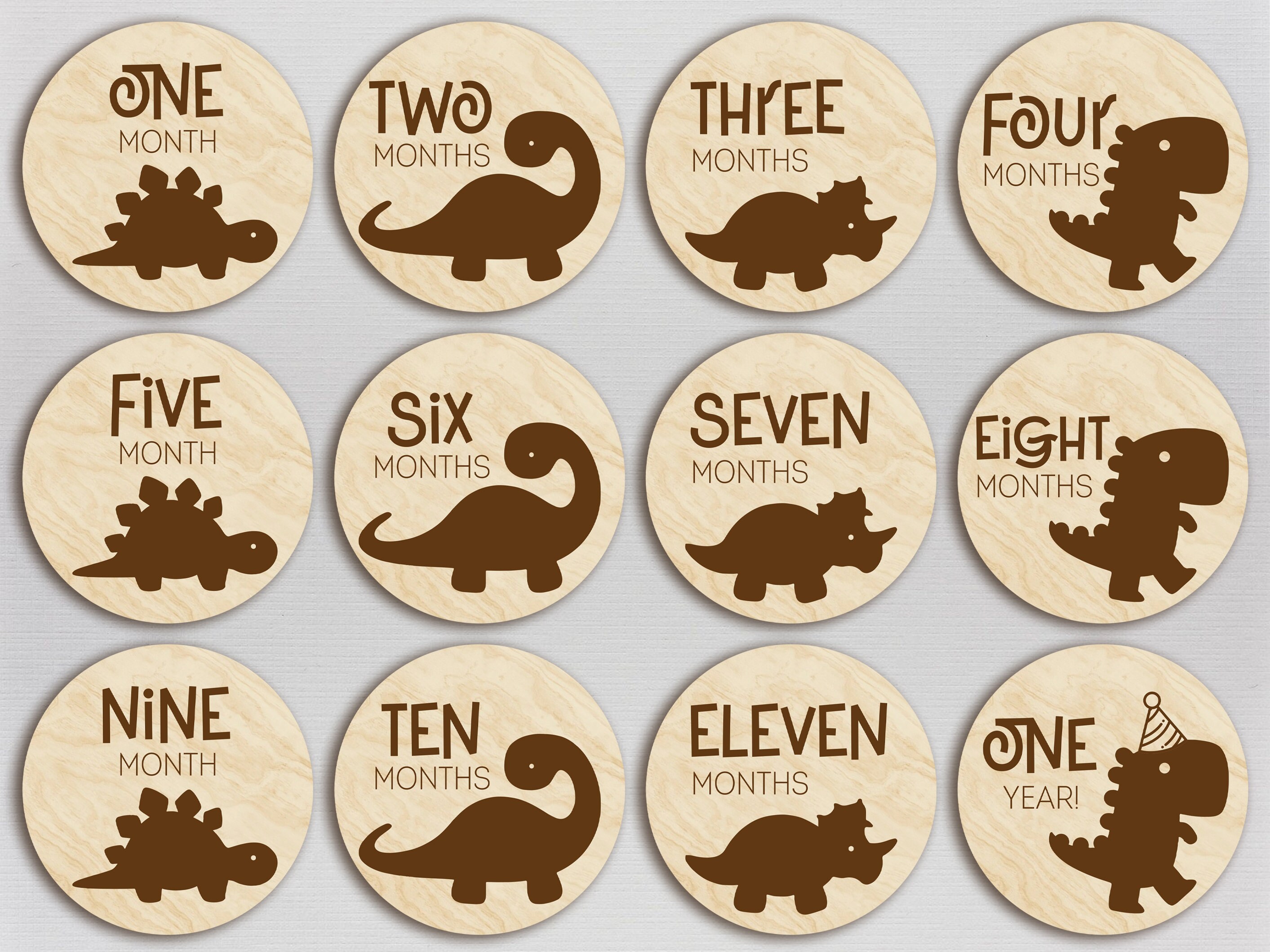 Dinosaur Wooden Baby Monthly Milestone Markers & Discs for Newborn ...