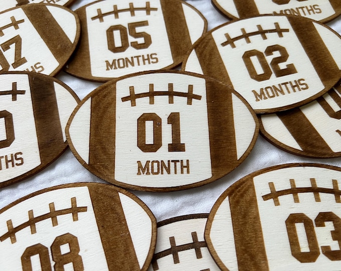 Football Baby Milestone Markers: Wooden Newborn Photo Prop - Etsy