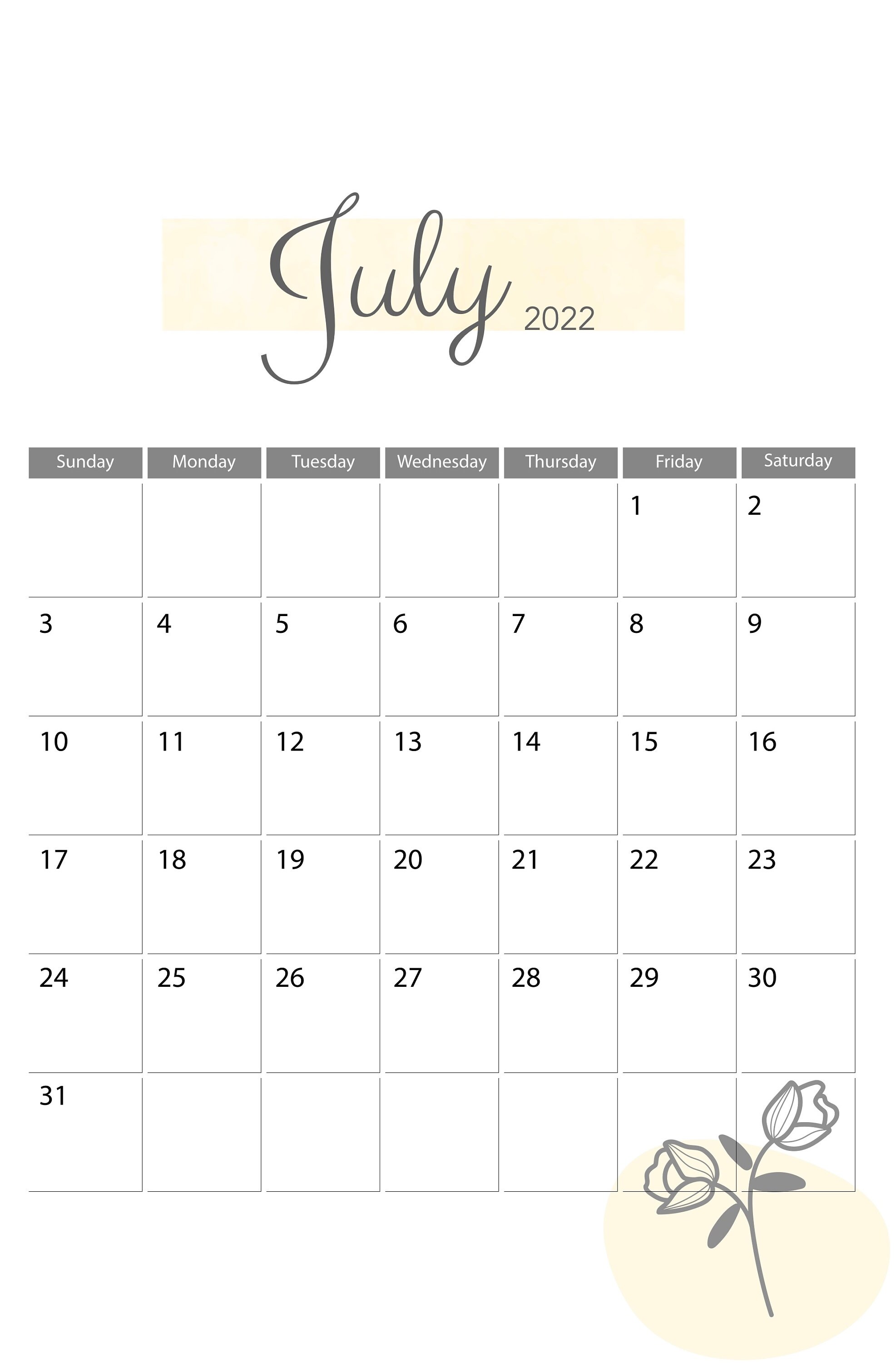 July Aug 2022 Calendar