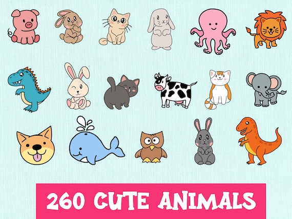 260 Cute Animals Svg Bundle Cute Dog Svg Cute Dinausaur - Etsy