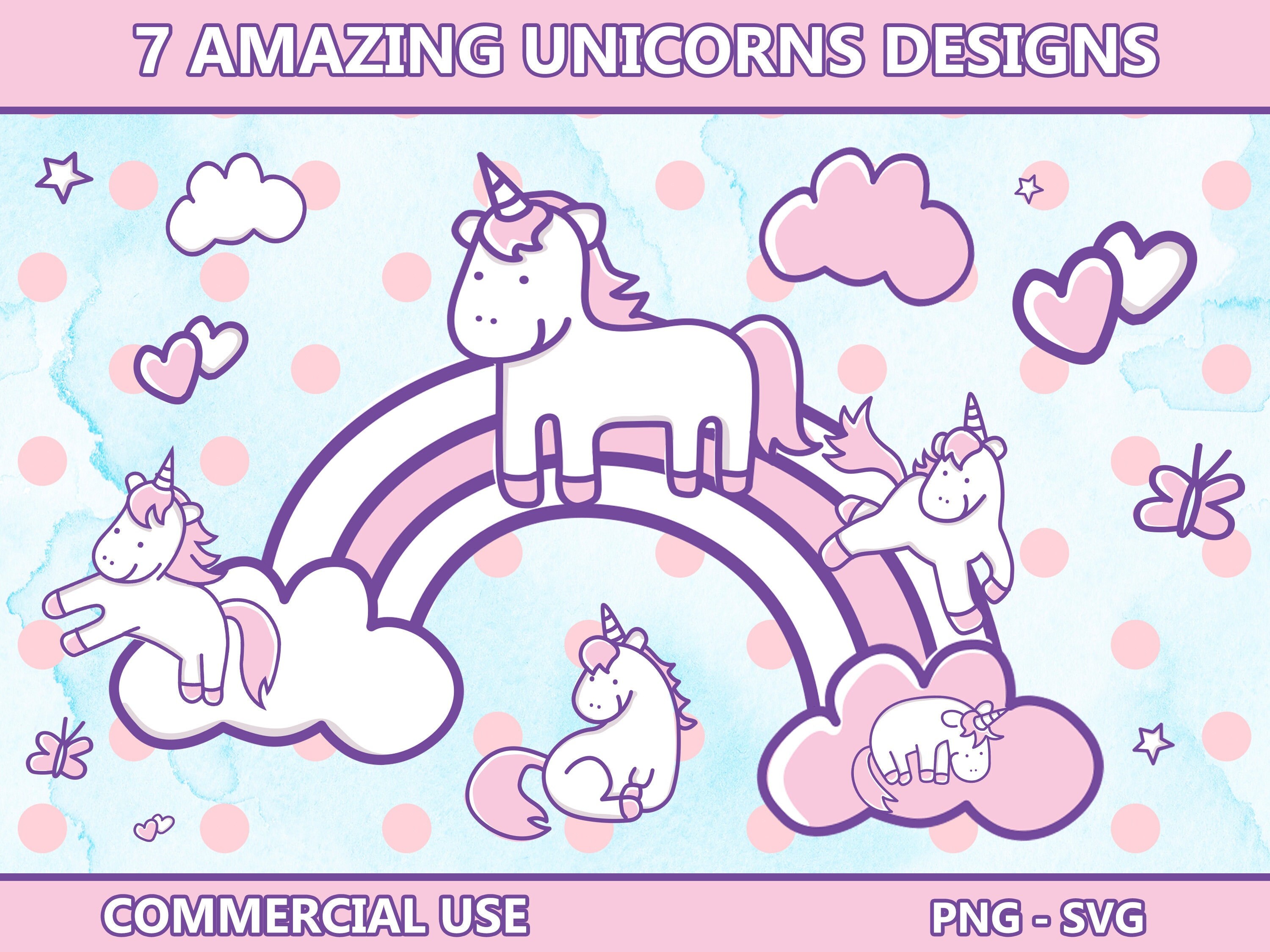 Unicornio SVG, Unicornio PNG, 6 Diseños de Unicornio SVG - Etsy España