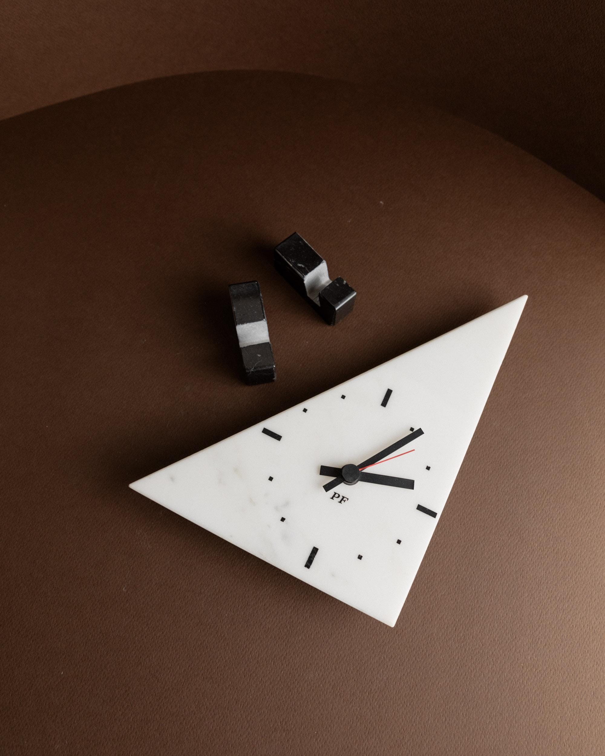 Rare Vintage Marble Clock - Black and White in Memphis Style by PF ...