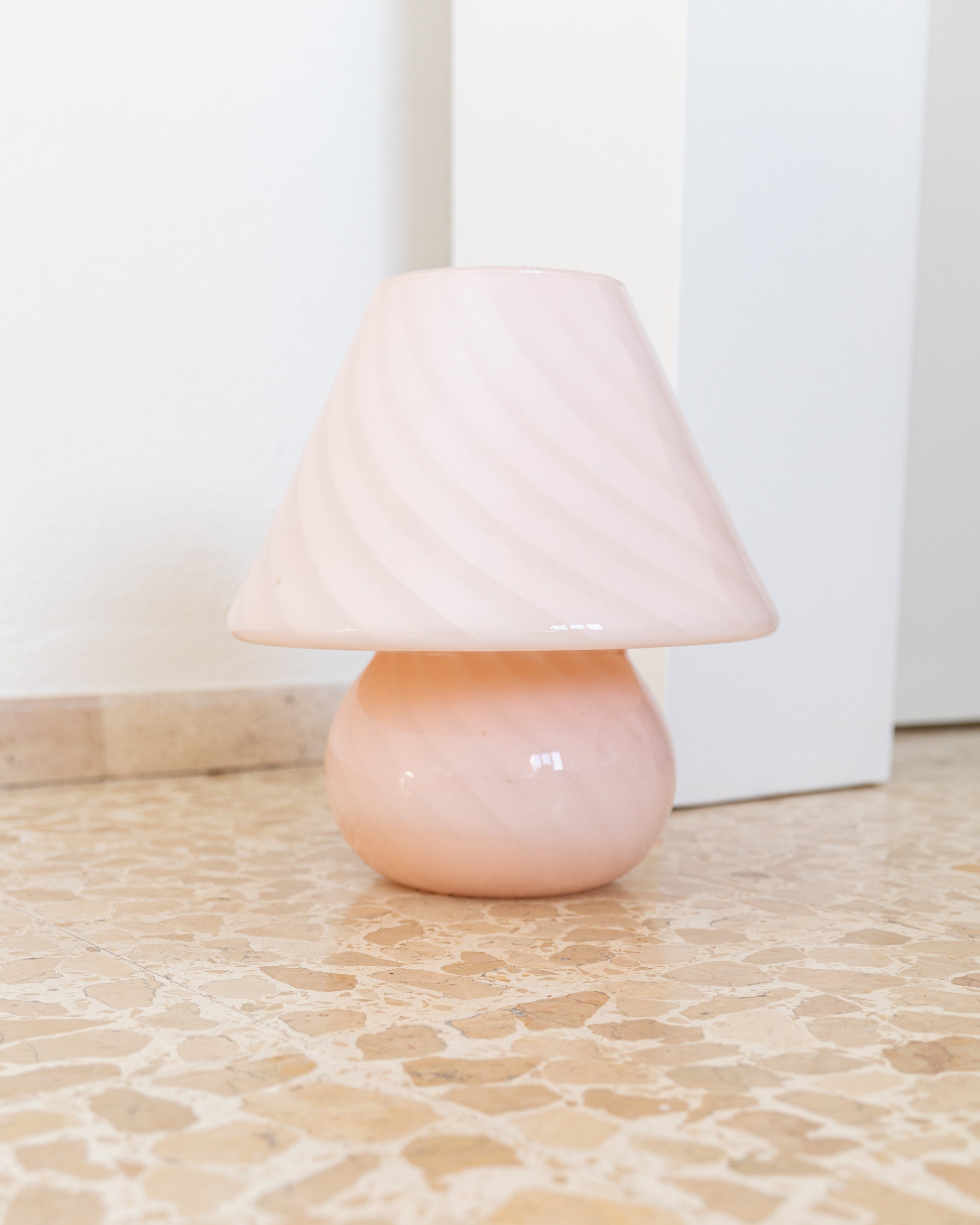 Pink XXL Mushroom Swirl Table Lamp Murano Glass Vintage Mid Century ...