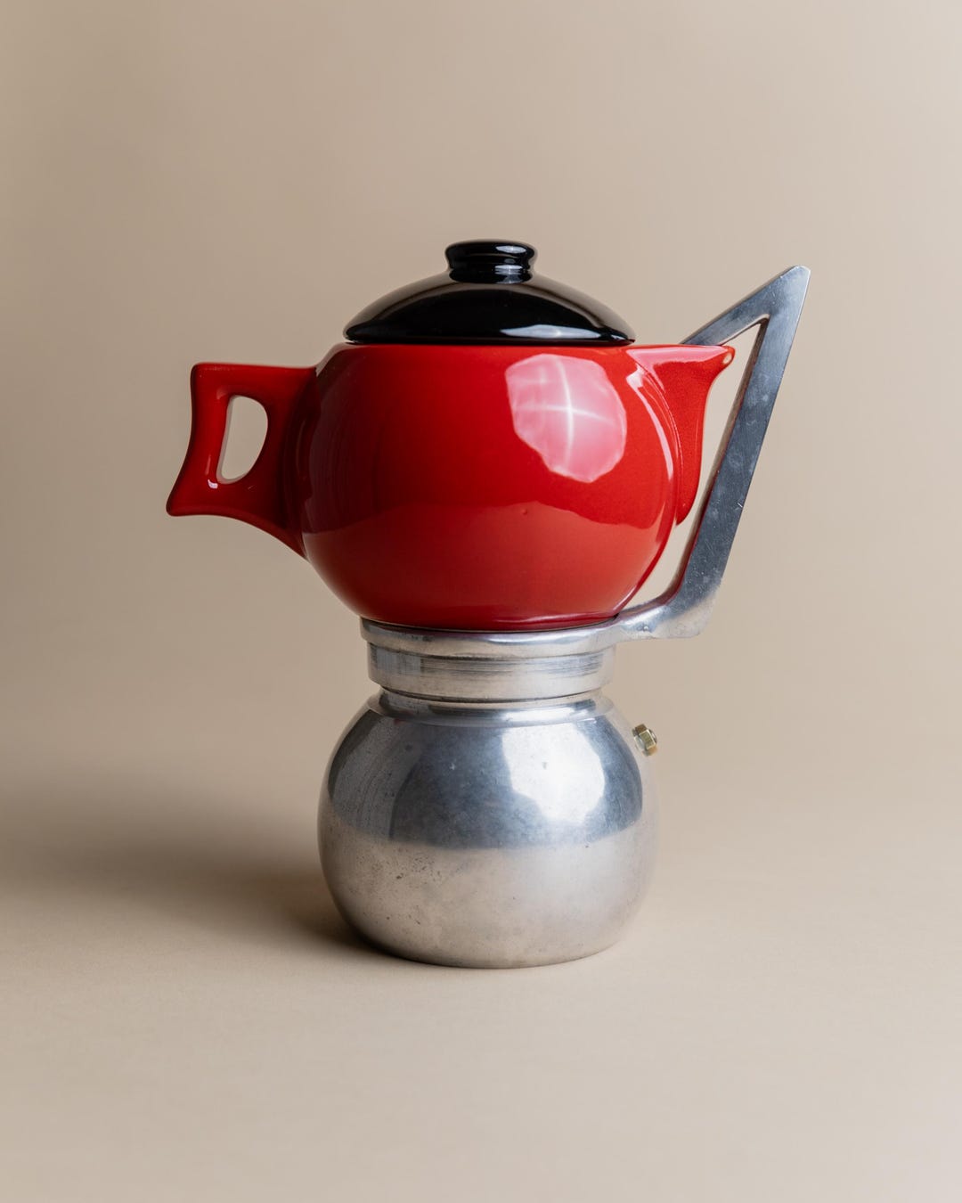 Vintage Moka Maker With Ceramic Pot - Red Colorful Pop Art Design 1980s ...