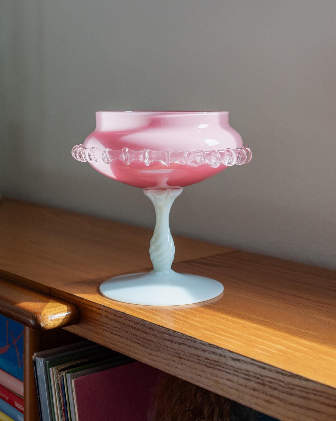 Pink Empoli Glass Bowl - Table Decoration Opal Glass - Mid Century ...