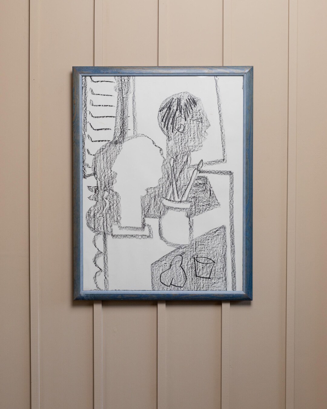 XXL Vintage Drawing Italy 1990s - Charcoal on Paper - Abstract Art ...