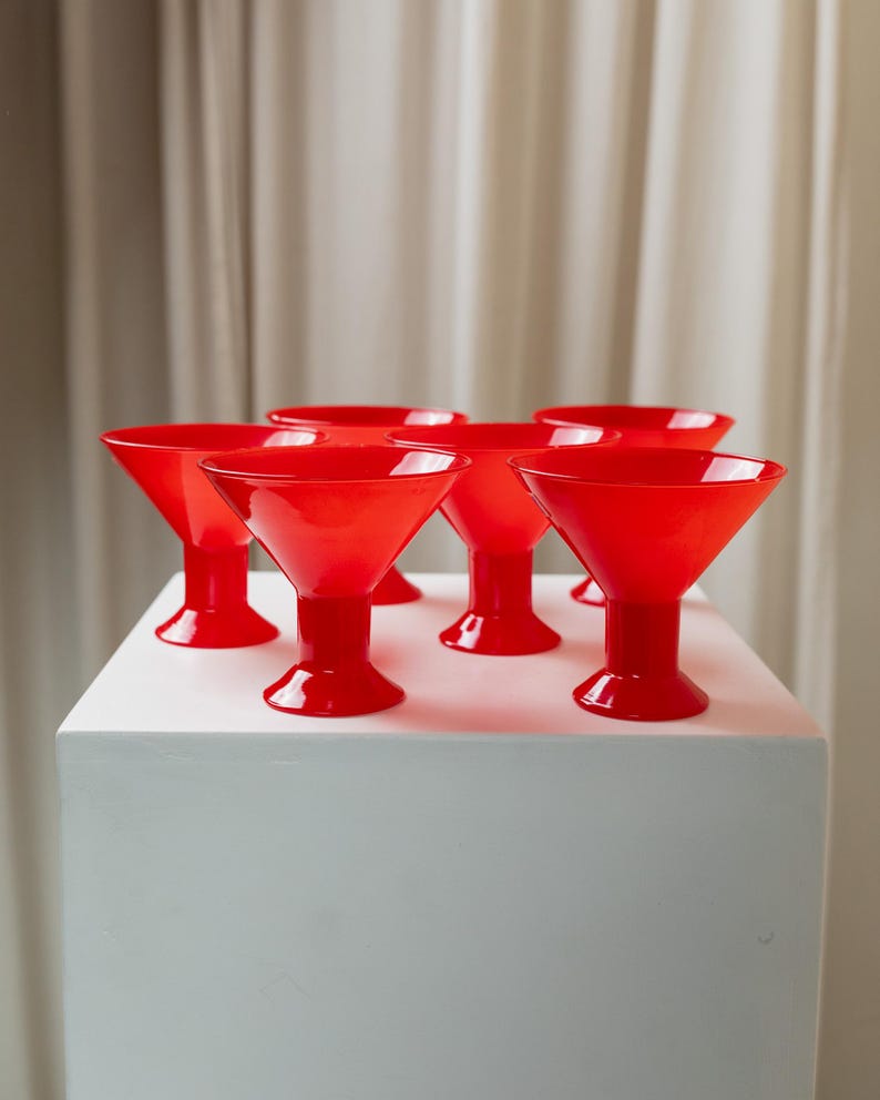 6 Red Vintage Drinking Glasses - Joy by Leonardo - Postmodern Memphis ...