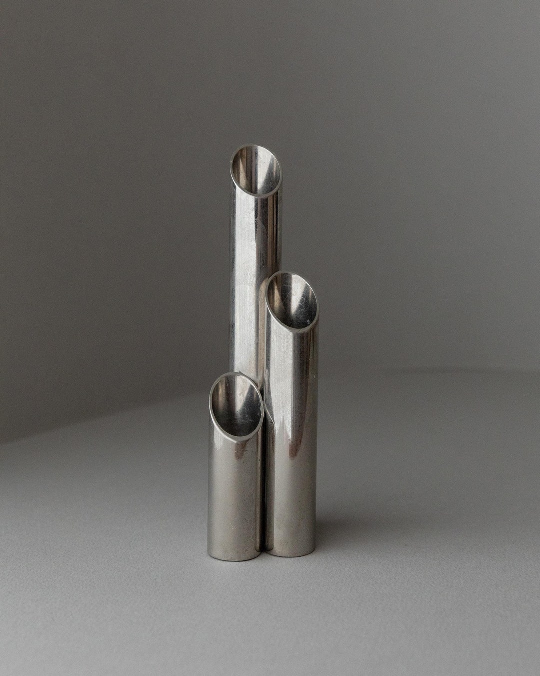 Vintage Candle Holder for 3 Candles Stainless Steel - Brutalist Design ...