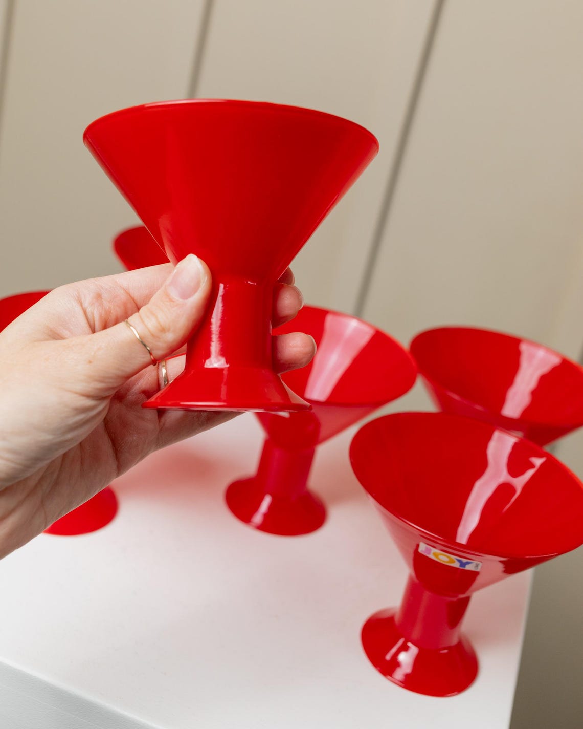 6 Red Vintage Drinking Glasses - Joy by Leonardo - Postmodern Memphis ...