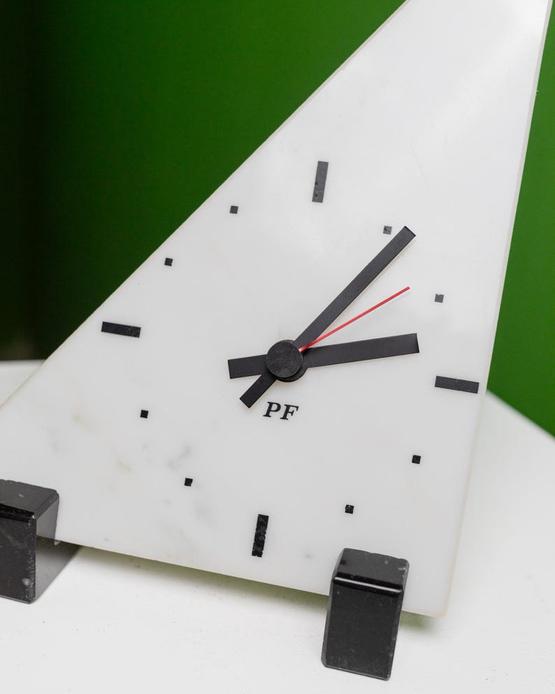 Rare Vintage Marble Clock - Black and White in Memphis Style by PF ...