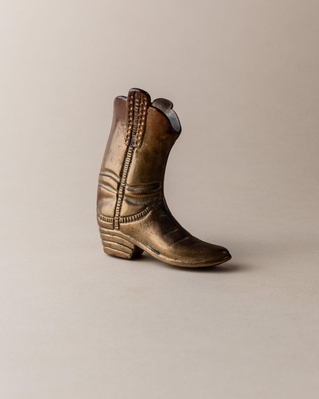 Vintage Brass Cowboy Boot Figurine - as Vase or Candle Holder - Italy ...