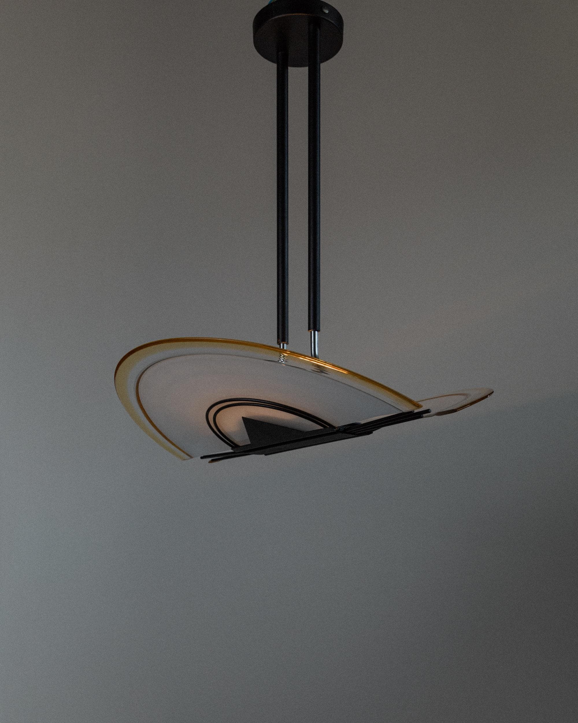 Vintage Murano Glass Ceiling Light - Geometric Shape, White and Yellow ...