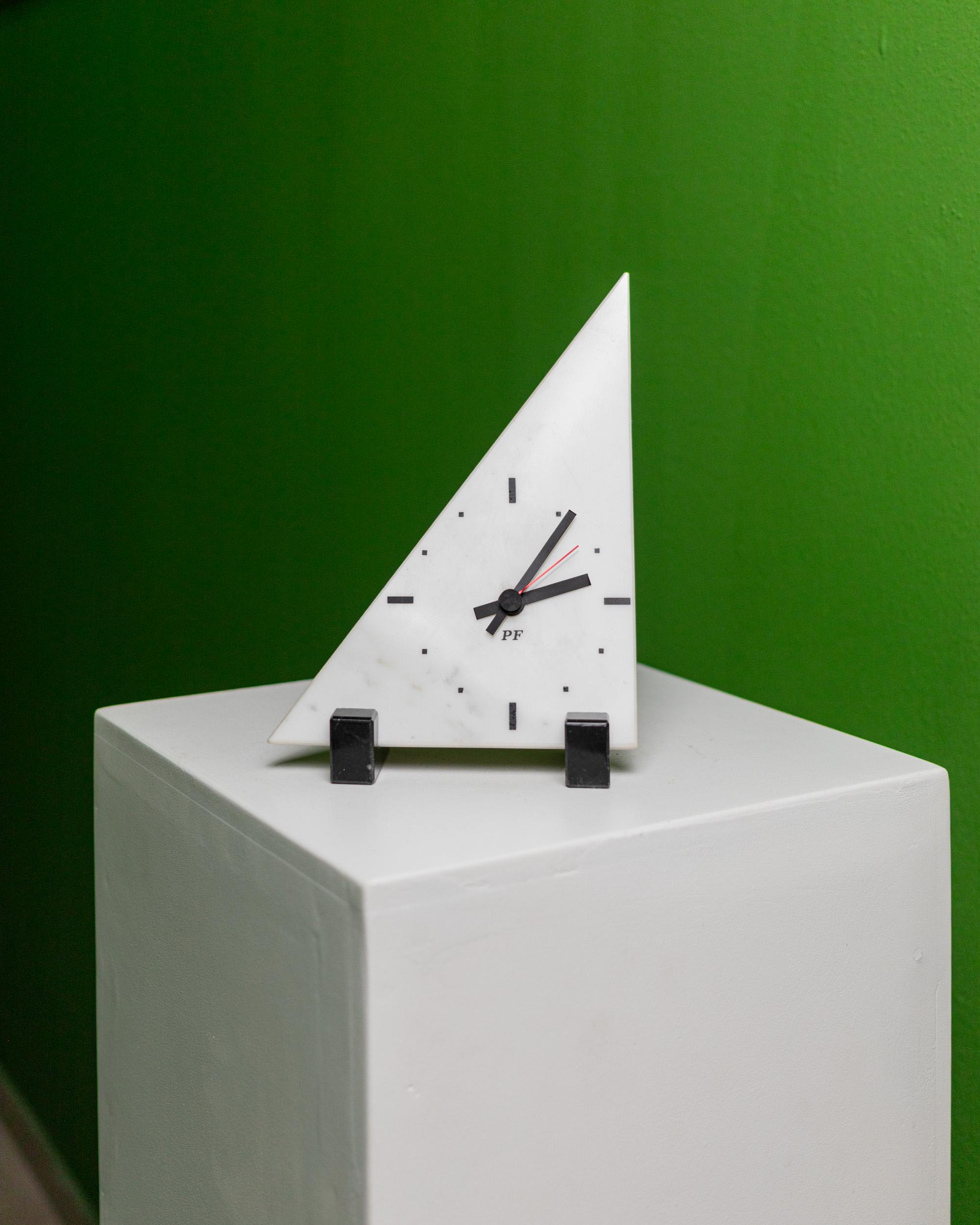 Rare Vintage Marble Clock - Black and White in Memphis Style by PF ...