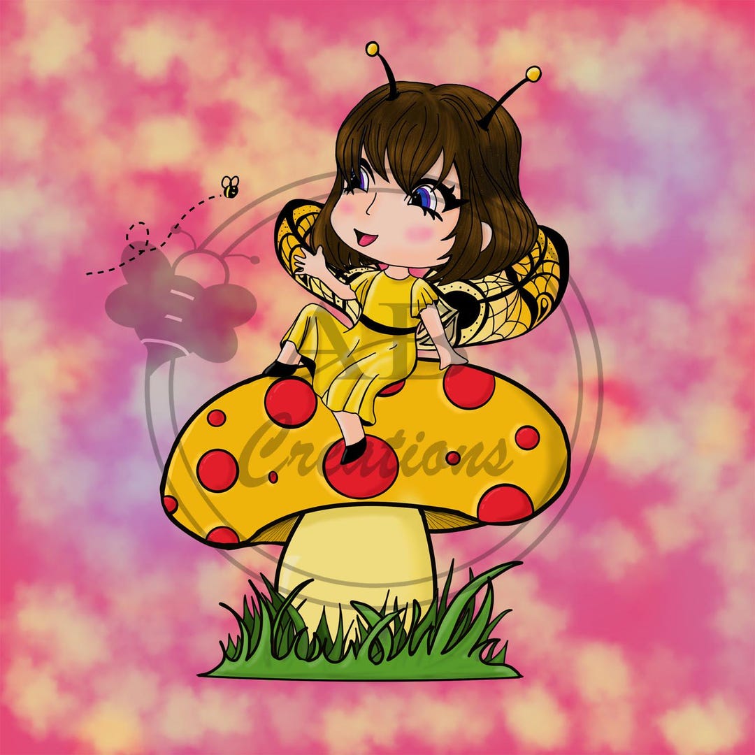 Bee PNG, Chibi Clipart, Spring PNG, Pink Digital Paper, Scrapbook ...