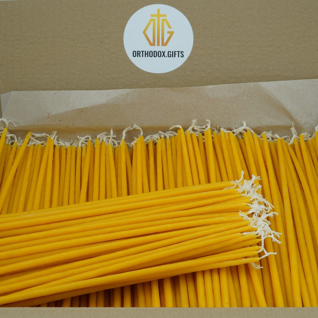 Orthodox Candles - 4.4 Lbs (2kg) Pure Beeswax Thin Church Taper Candles ...
