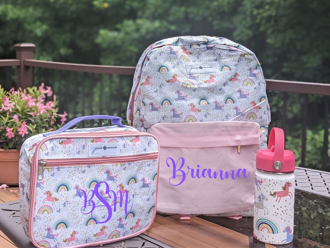 Unicorn Backpack With Matching Lunch Box and Water Bottle, Girls ...
