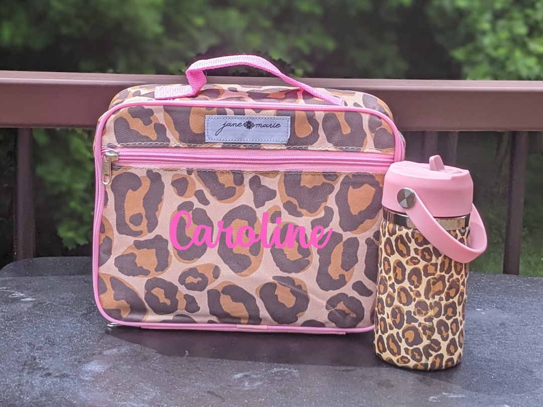 Pink Leopard Personalized Lunch Box With Matching Thermos, Cheetah ...