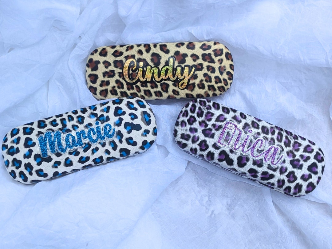 Leopard Print Glasses Case for Girls Personalized Eyeglass Case for Women Hard Glasses Case for ...
