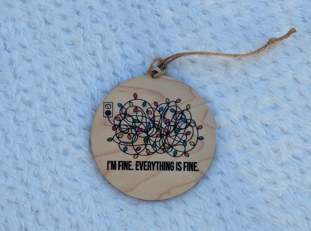 Funny Tangled Lights Wood Ornament: Personalized Tree Hanger - Rustic ...