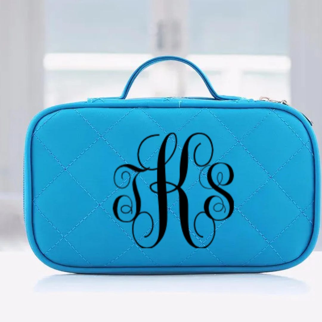 Monogram Toiletry Bag: Double Layer, Large Capacity, Nylon Cloth Beauty ...