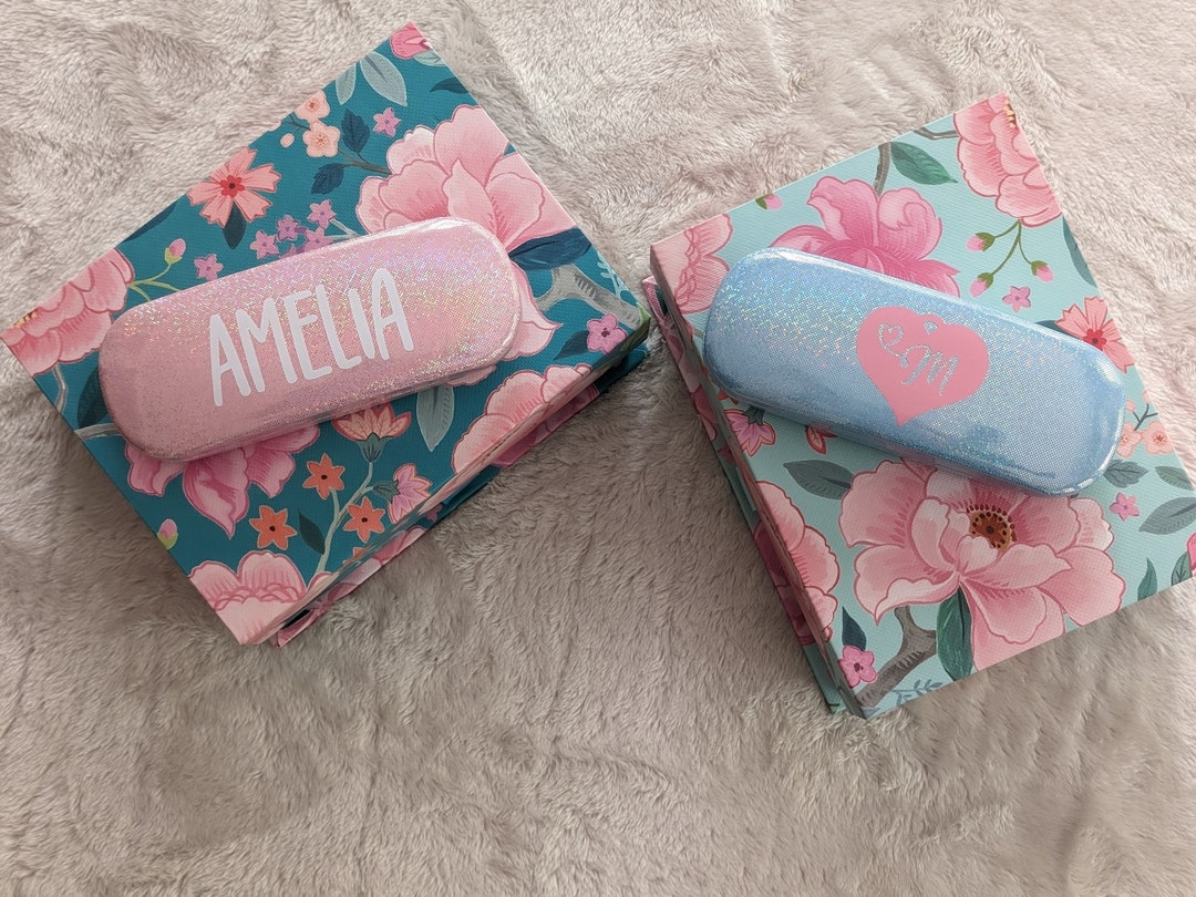Custom Sparkling Shimmer Eyeglass Case: Monogram Glasses Case for Women ...