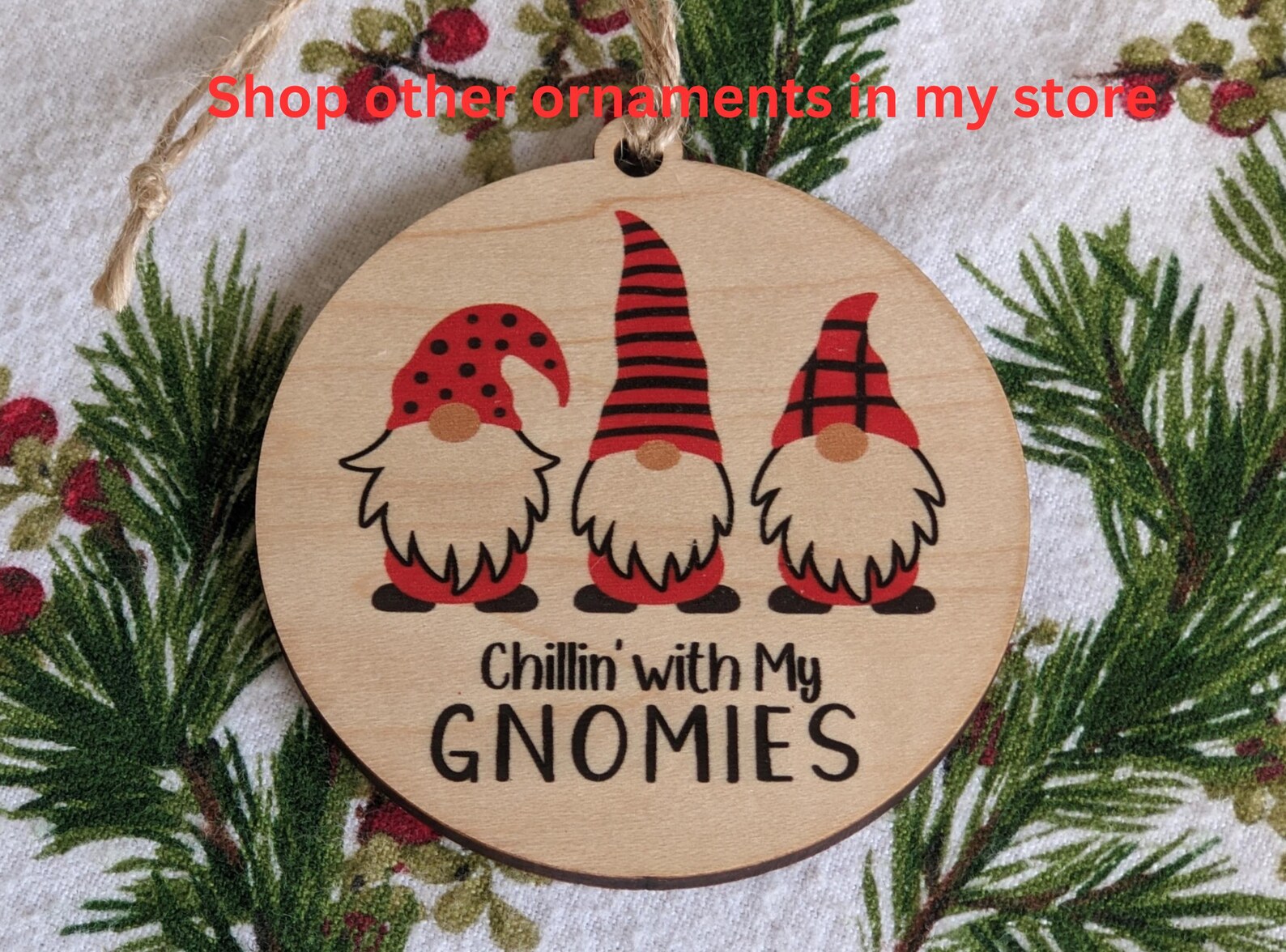 Funny Tangled Lights Wood Ornament: Personalized Tree Hanger - Rustic ...