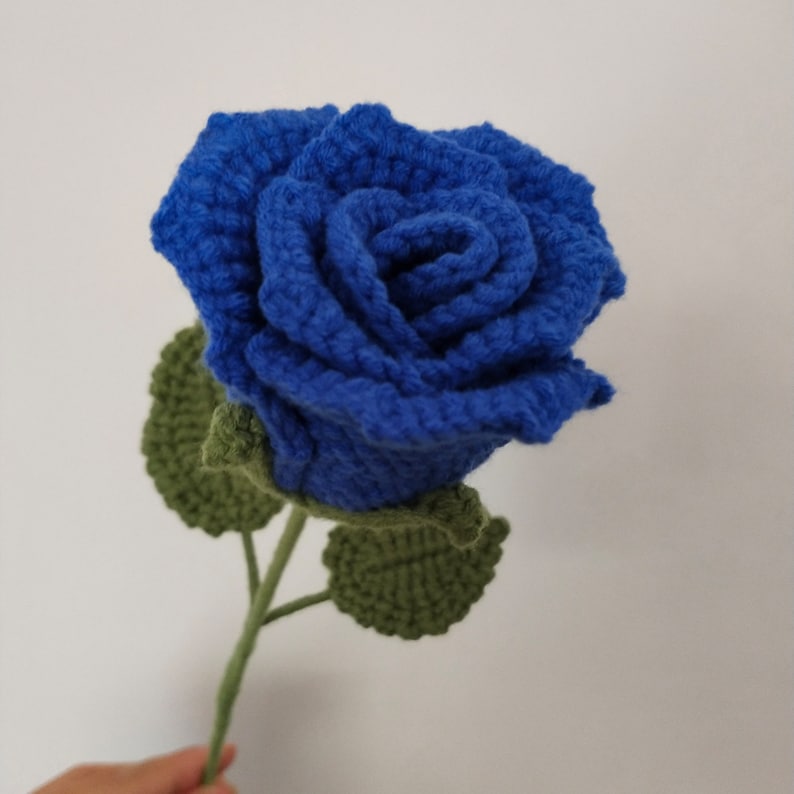 Crochet Blue Rose Crochet Flower Knitting Blue Rose Blue - Etsy