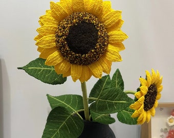 Yellow Crochet Sunflower / Crochet Flowers / Knit Sunflower / - Etsy
