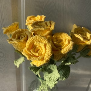 Finished Crochet Yellow Rose Knitting Rose Bouquet Crochet Flower ...